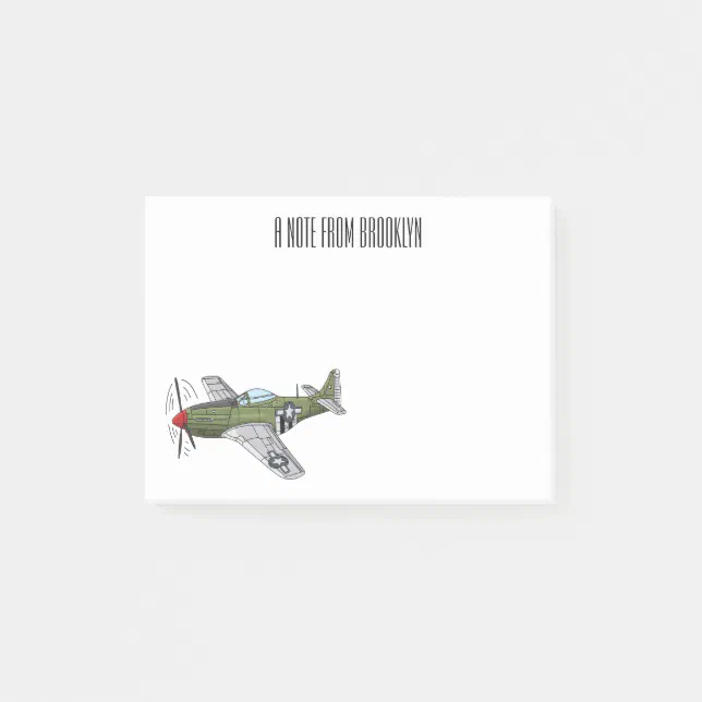 Military plane cartoon illustration post-it notes | Zazzle