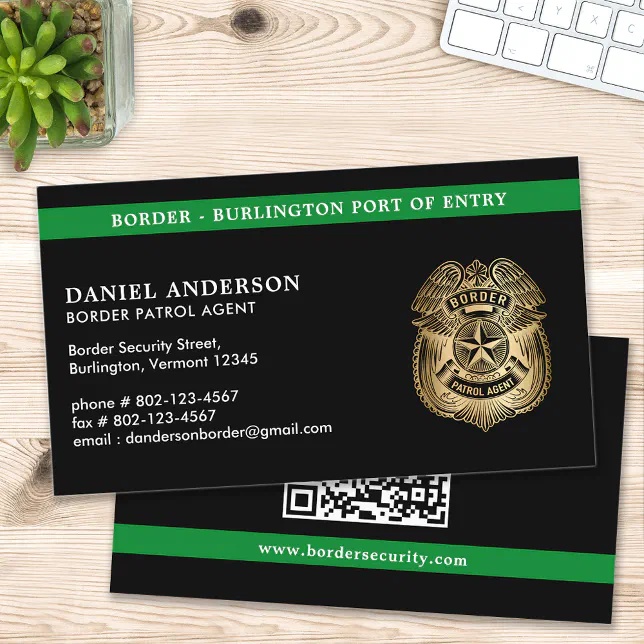 Military Police Border Patrol Agent Custom QR Code Business Card | Zazzle