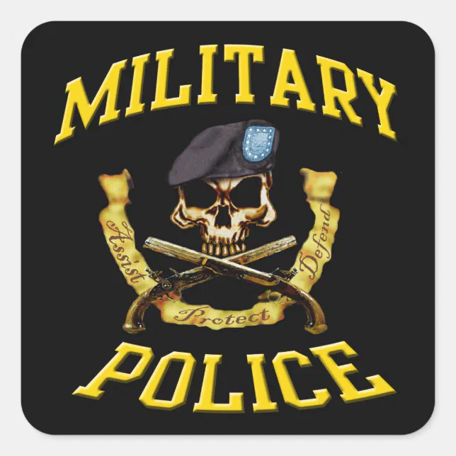 Military Police Skull n Pistols Sticker | Zazzle