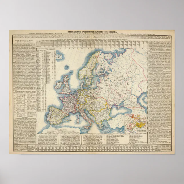 Military Political Map of Europe Poster | Zazzle