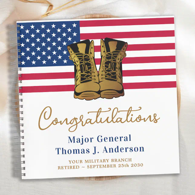 Military Retirement American Flag Army Guest Book | Zazzle
