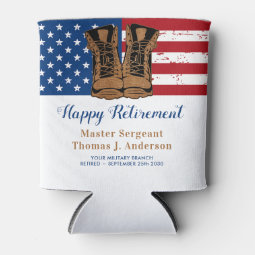 Military Retirement Army American Flag Boots Party Can Cooler | Zazzle