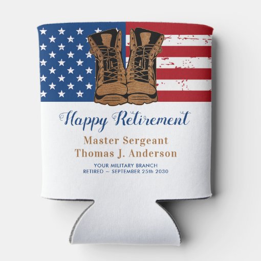 Military Retirement Army American Flag Boots Party Can Cooler | Zazzle