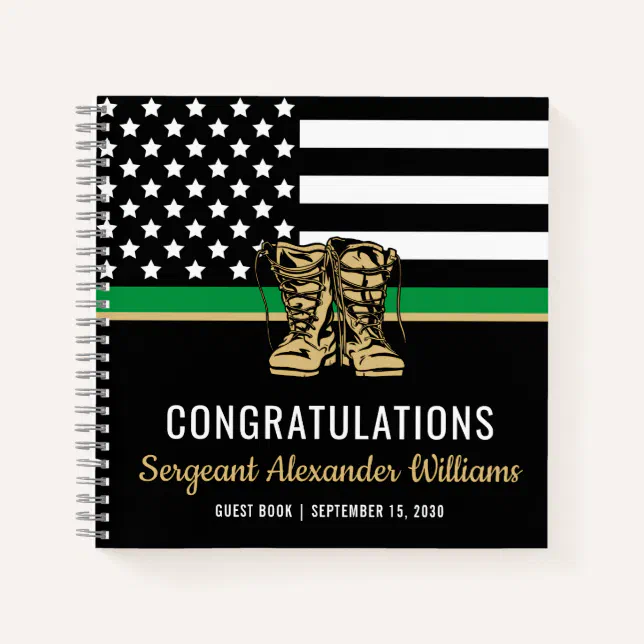 Military Retirement Green Flag Army Guest Book | Zazzle