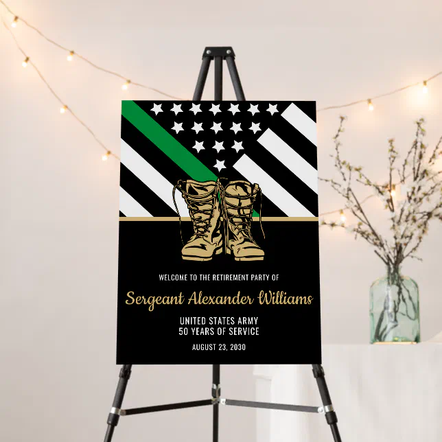 Military Retirement Green Line Flag Patriotic Army Foam Board | Zazzle