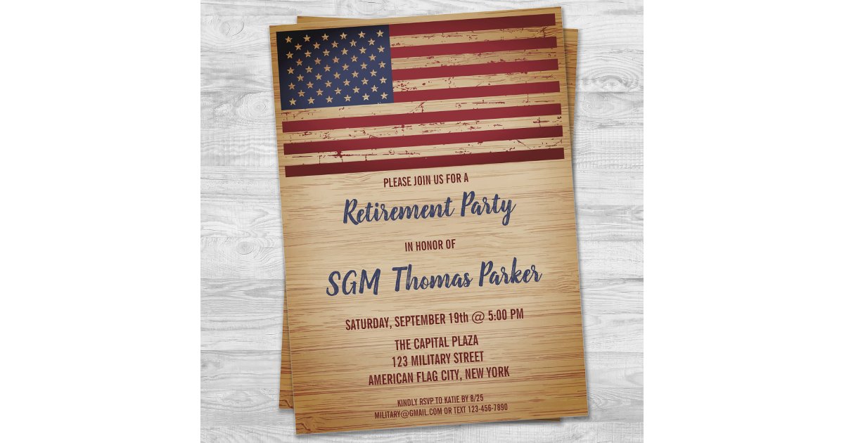 Military Retirement Party American Flag Patriotic Invitation | Zazzle