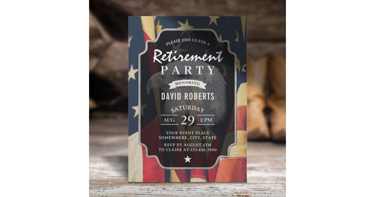 Military Retirement Party Patriotic American Flag Invitation | Zazzle