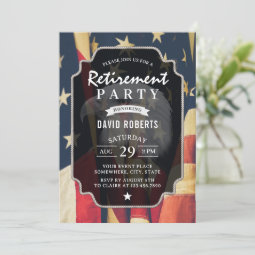 Military Retirement Party Patriotic American Flag Invitation | Zazzle