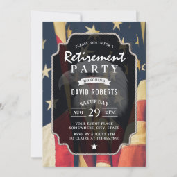 Military Retirement Party Patriotic American Flag Invitation | Zazzle