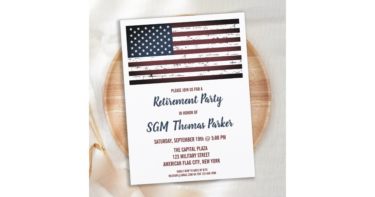 Military Retirement Stars Stripes America Flag Announcement Postcard ...