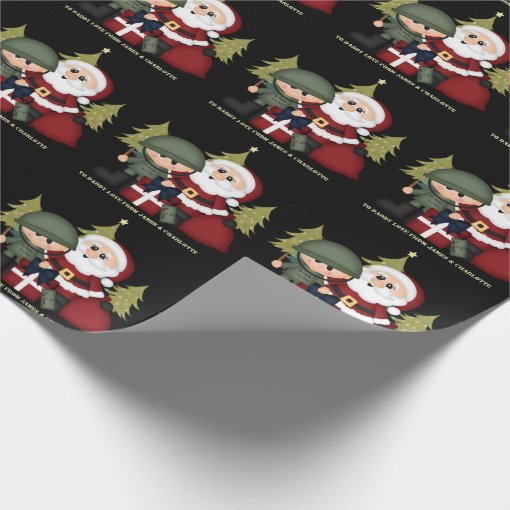 Military Soldier and Santa Claus Christmas Custom Wrapping Paper | Zazzle