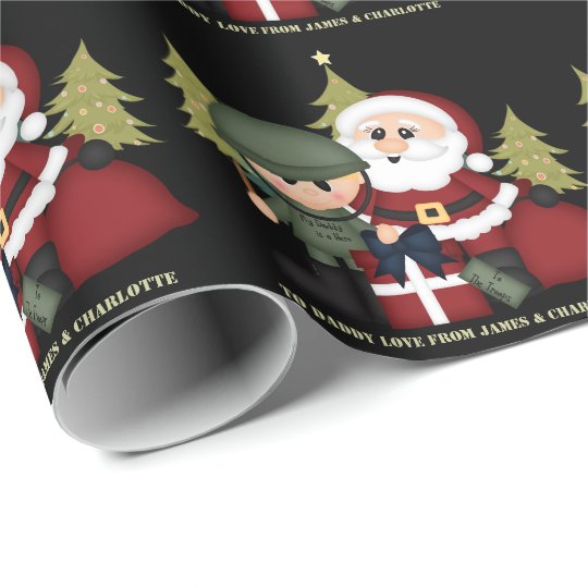 Military Soldier and Santa Claus Christmas Custom Wrapping Paper ...