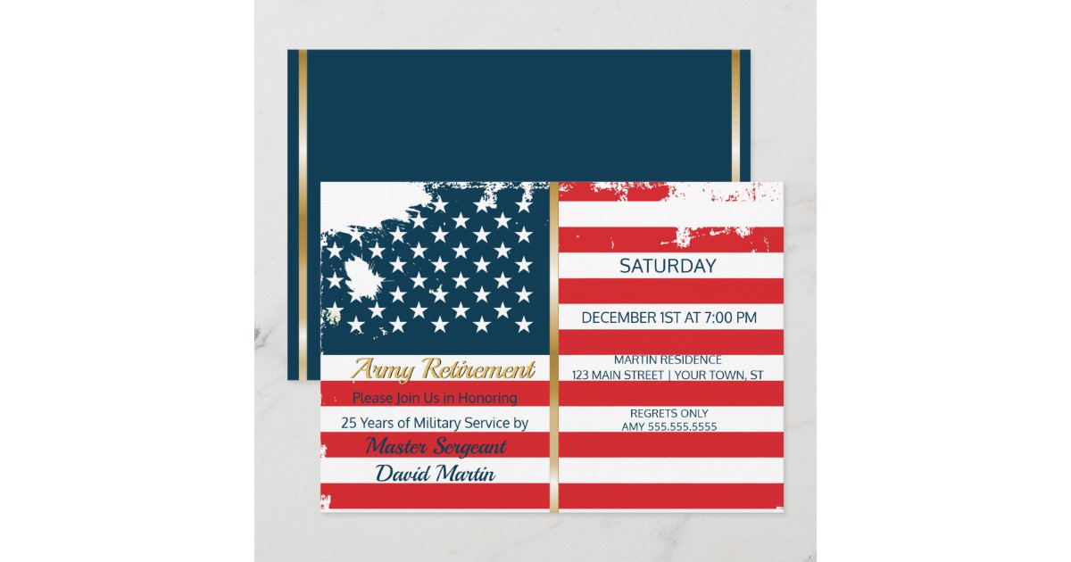 Military Soldier Retirement Party Flag Invitation | Zazzle
