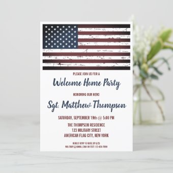 Military Soldier Welcome Home Party American Flag Invitation | Zazzle