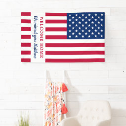 Military Soldier Welcome Home Party USA Flag Banner | Zazzle