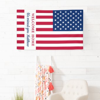 Military Soldier Welcome Home Party USA Flag Banner | Zazzle