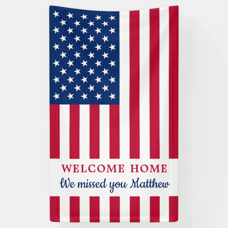 Military Soldier Welcome Home Party USA Flag Banner | Zazzle