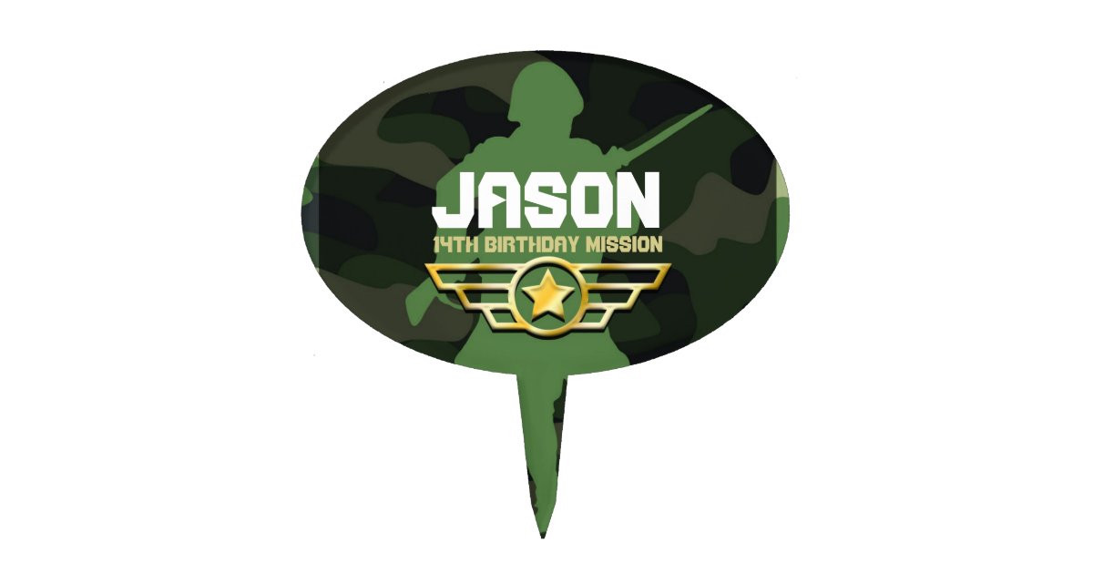 Military Style Party Cake Topper | Zazzle