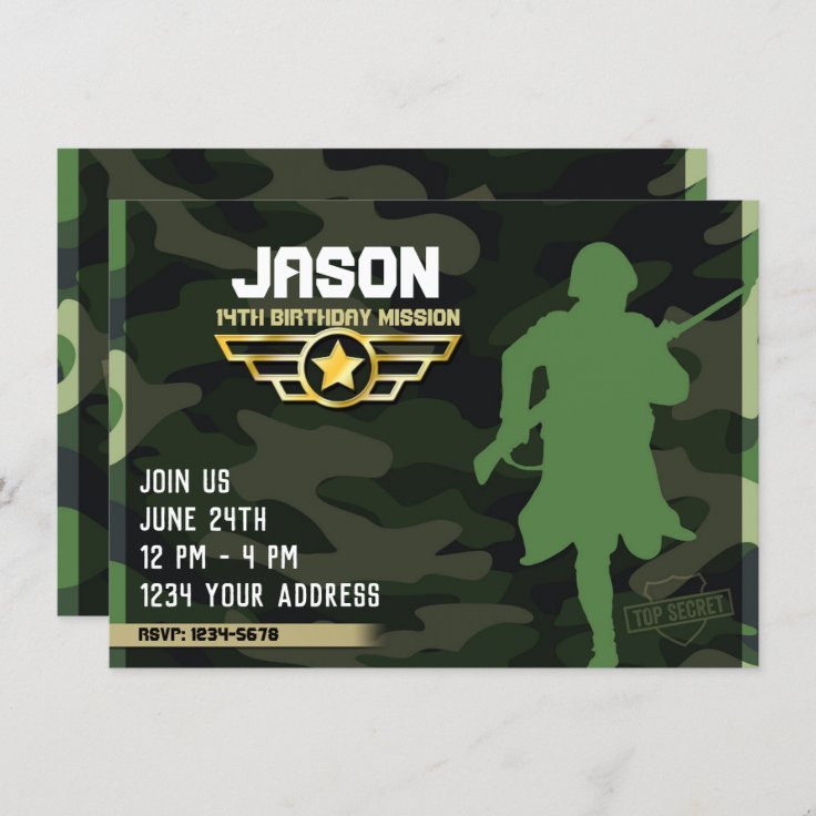 Military Style Party Invitation | Zazzle