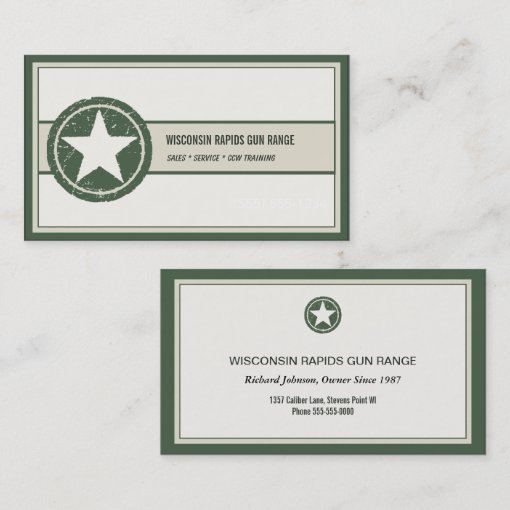 Military Style Patriotic Star Grunge Logo Business Card | Zazzle