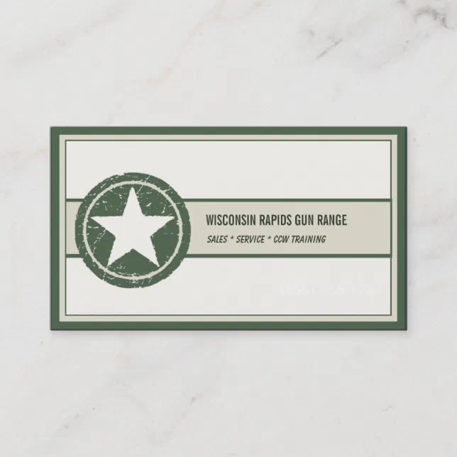 Military Style Patriotic Star Grunge Logo Business Card | Zazzle