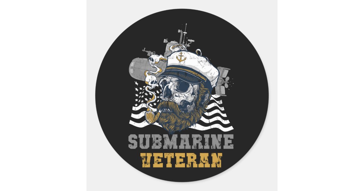 Military Submarine Veteran Submariner Skull Captai Classic Round ...