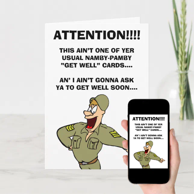 Military-Themed Get Well NOW Card | Zazzle