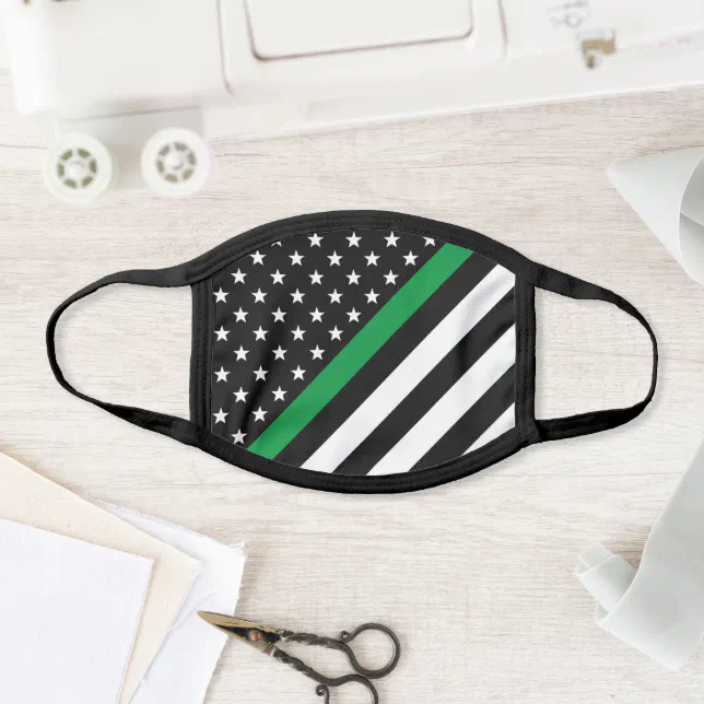 Military Thin Green Line American Flag Stars Face Mask | Zazzle