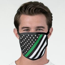 Military Thin Green Line American Flag Stars Face Mask | Zazzle