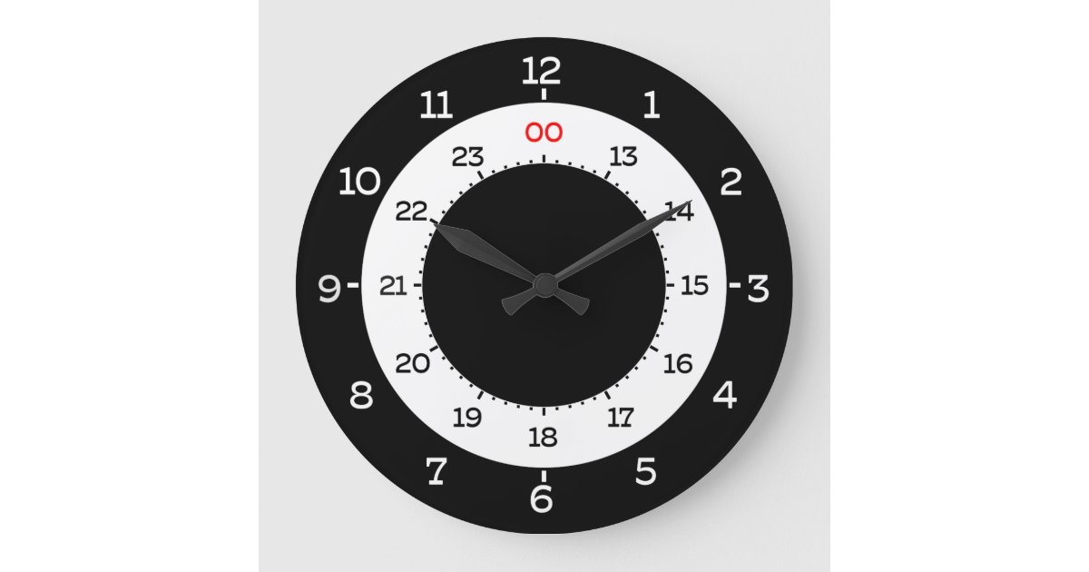 MILITARY TIME - 12-HOUR FORMAT LARGE CLOCK | Zazzle