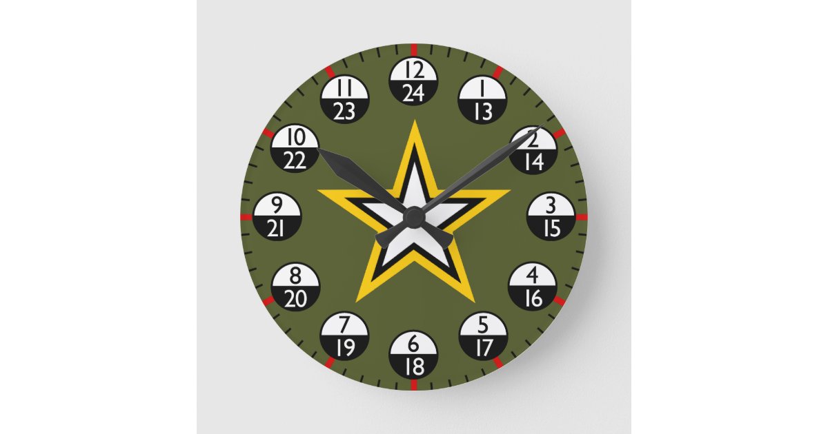 Military Time 24 hour Round Clock | Zazzle