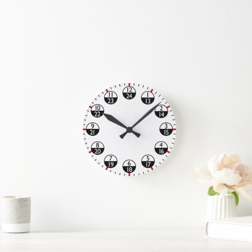 Military Time 24 hour Round Clock | Zazzle