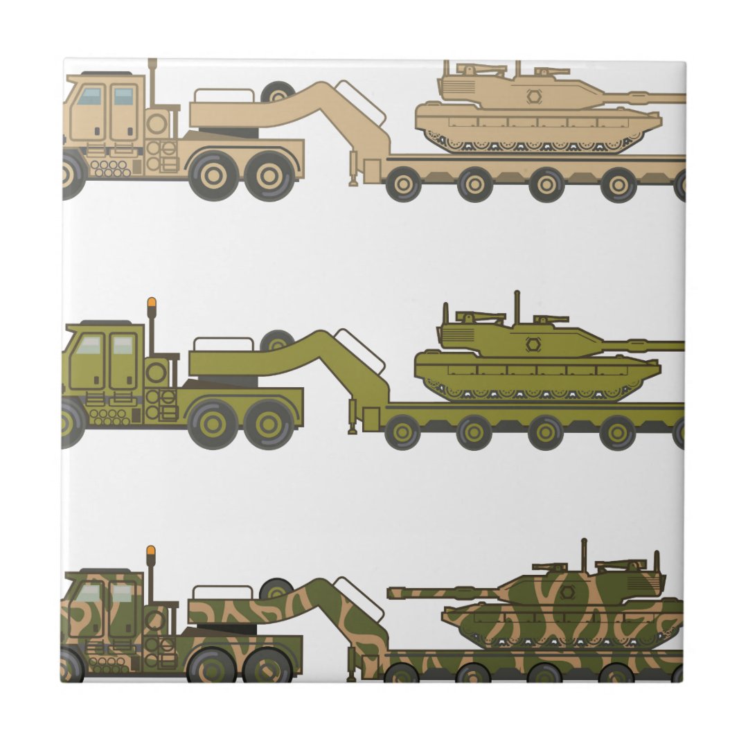 Military Truck pulling tank Ceramic Tile | Zazzle