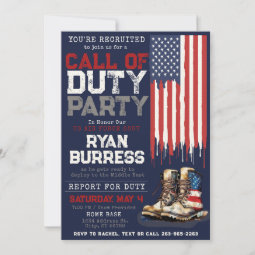 Military US Flag BLUE Deployment Farewell Party Invitation | Zazzle