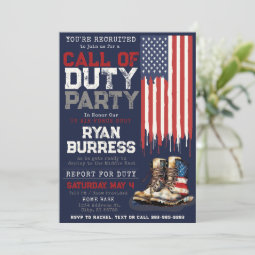 Military US Flag BLUE Deployment Farewell Party Invitation | Zazzle