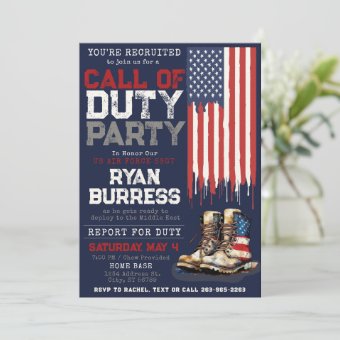 Military US Flag BLUE Deployment Farewell Party Invitation | Zazzle