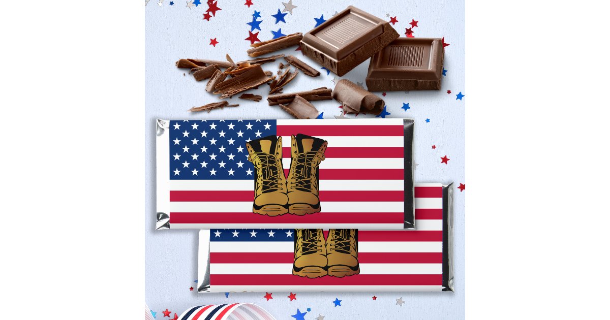 Military USA American Flag Boots Retirement Party Hershey Bar Favors ...