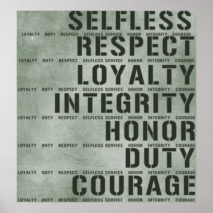 Military values poster | Zazzle