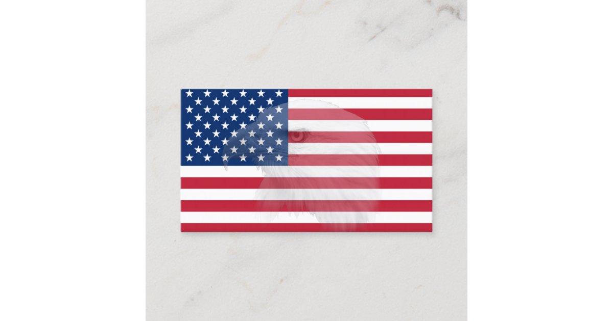Military Veteran Bald Eagle & American Flag Business Card | Zazzle