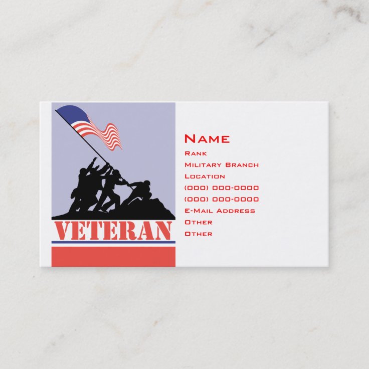 Military Veteran Calling Card | Zazzle