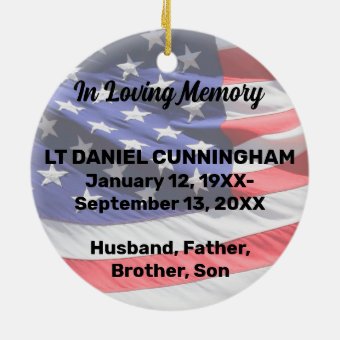 Military Veteran Memorial Custom Photo and Text Ceramic Ornament | Zazzle