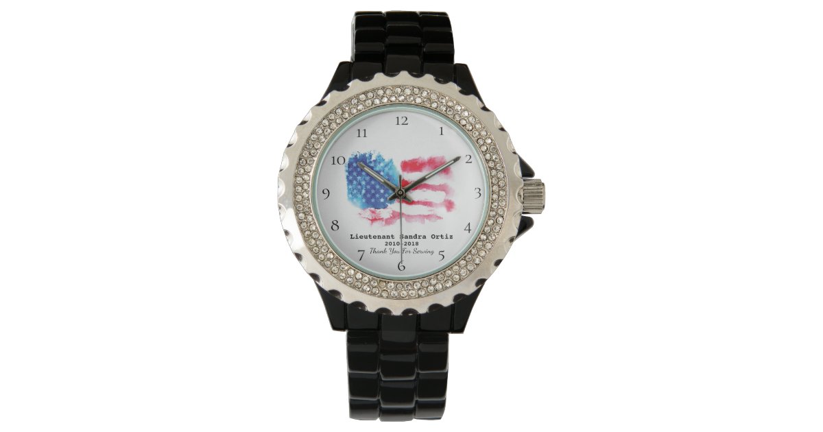 Military Veteran Red White Blue US Flag Lady's Watch | Zazzle
