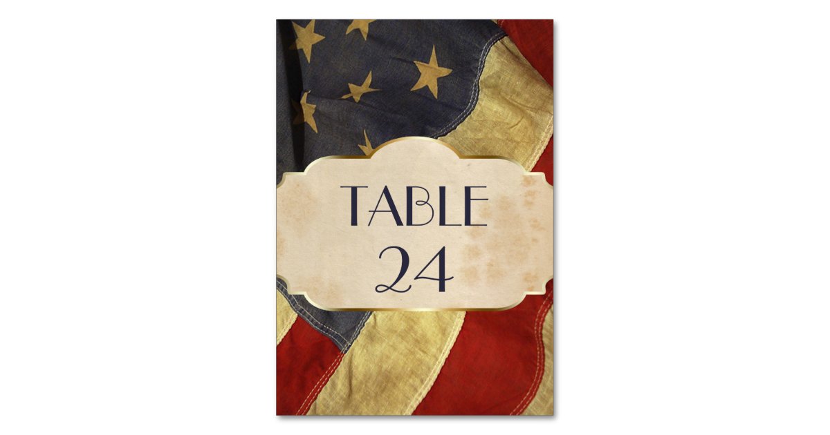 Military Wedding Patriotic Vintage Flag Table Number | Zazzle