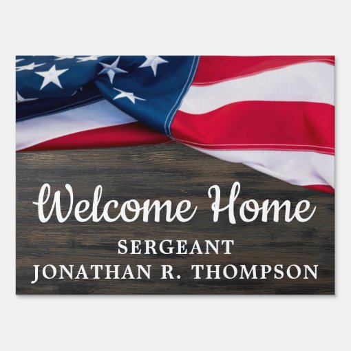 Military Welcome Home Marines Army US Flag Yard Sign | Zazzle