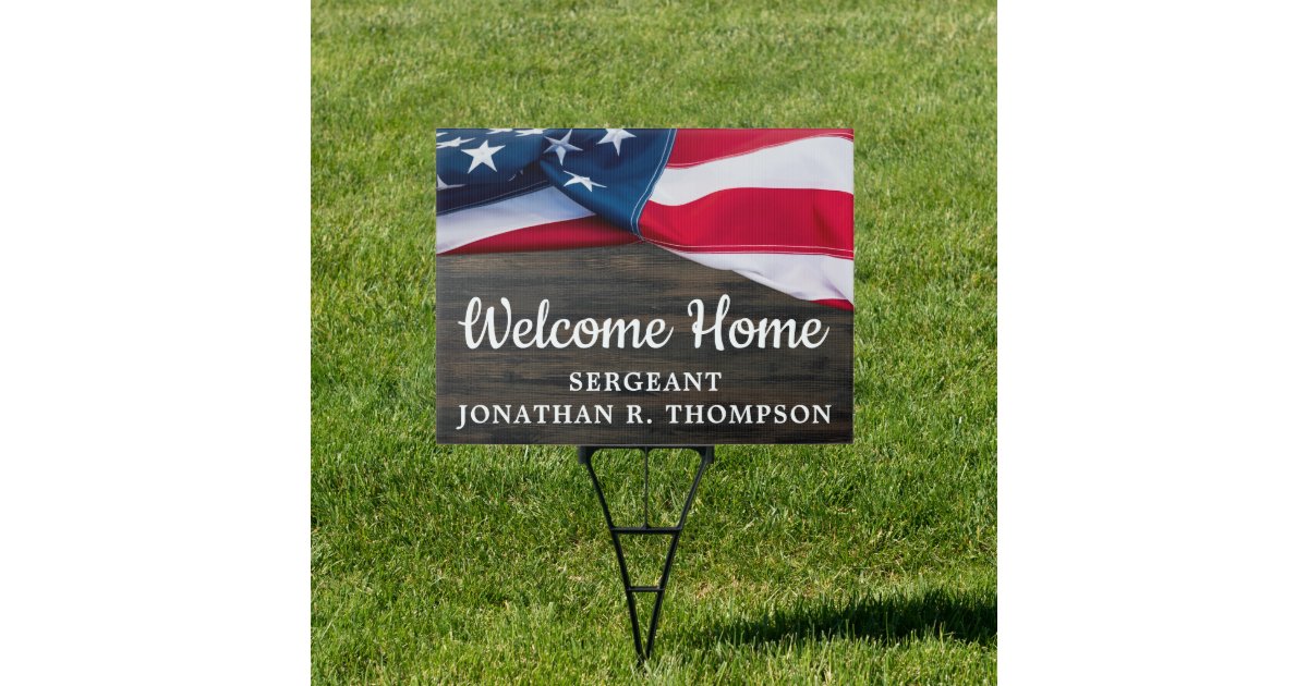 Military Welcome Home Marines Army US Flag Yard Sign | Zazzle