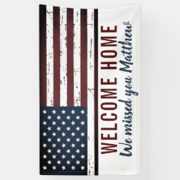 Military Welcome Home Party Patriotic USA Flag Banner | Zazzle
