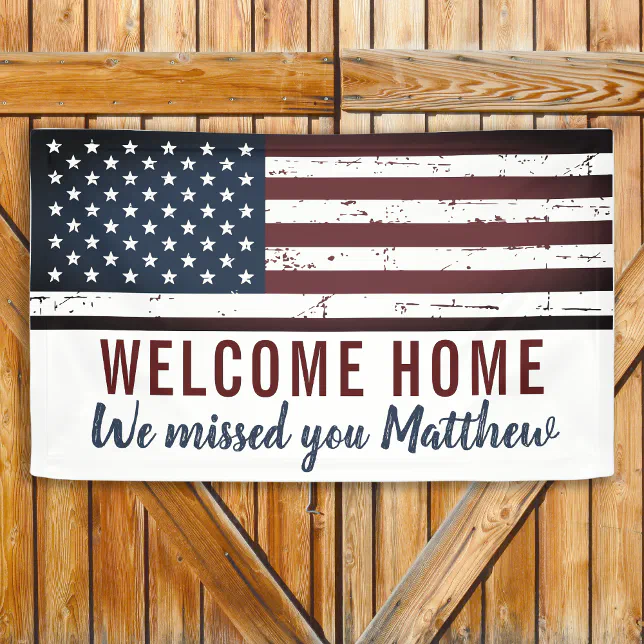 Military Welcome Home Party Patriotic USA Flag Banner | Zazzle