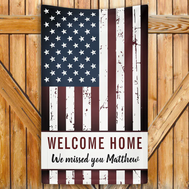 Military Welcome Home Patriotic American Flag Banner | Zazzle