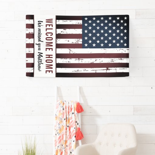 Military Welcome Home Patriotic American Flag Banner | Zazzle