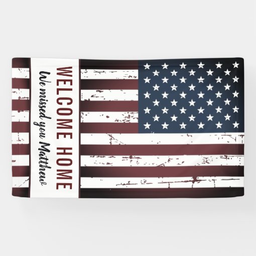 Military Welcome Home Patriotic American Flag Banner | Zazzle